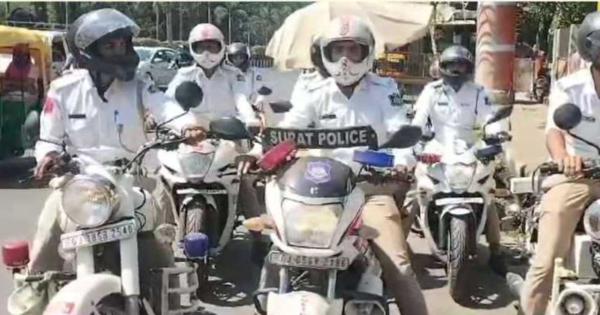 Surat Police Deploys Bike Patrols to Help Students During Board Exams ...